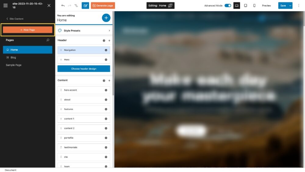 How to create, delete or duplicate pages, and navigate between pages and posts | KubioBuilder