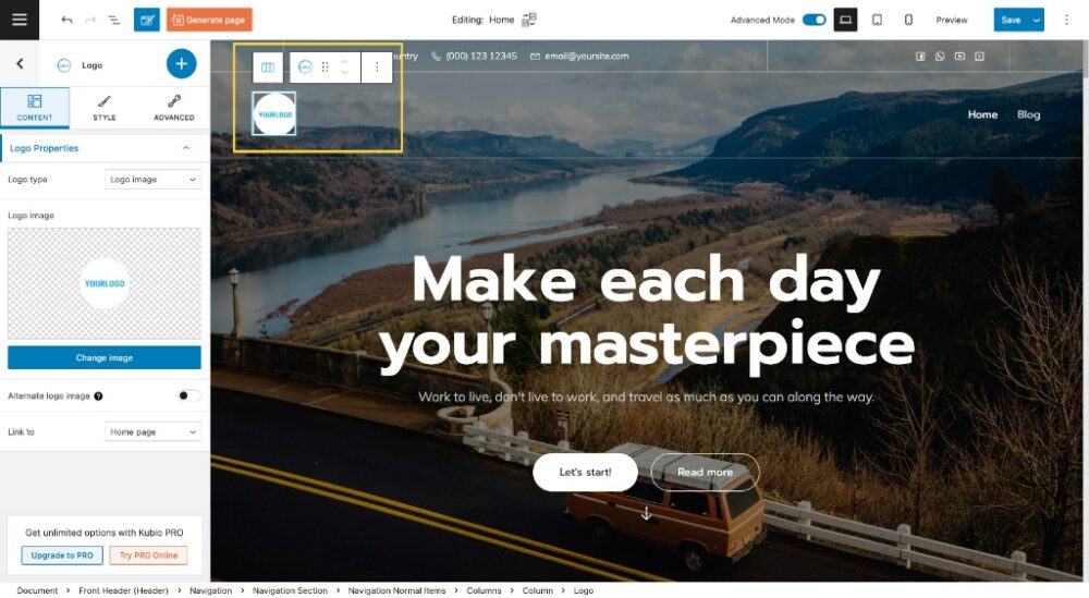 Logo block | KubioBuilder