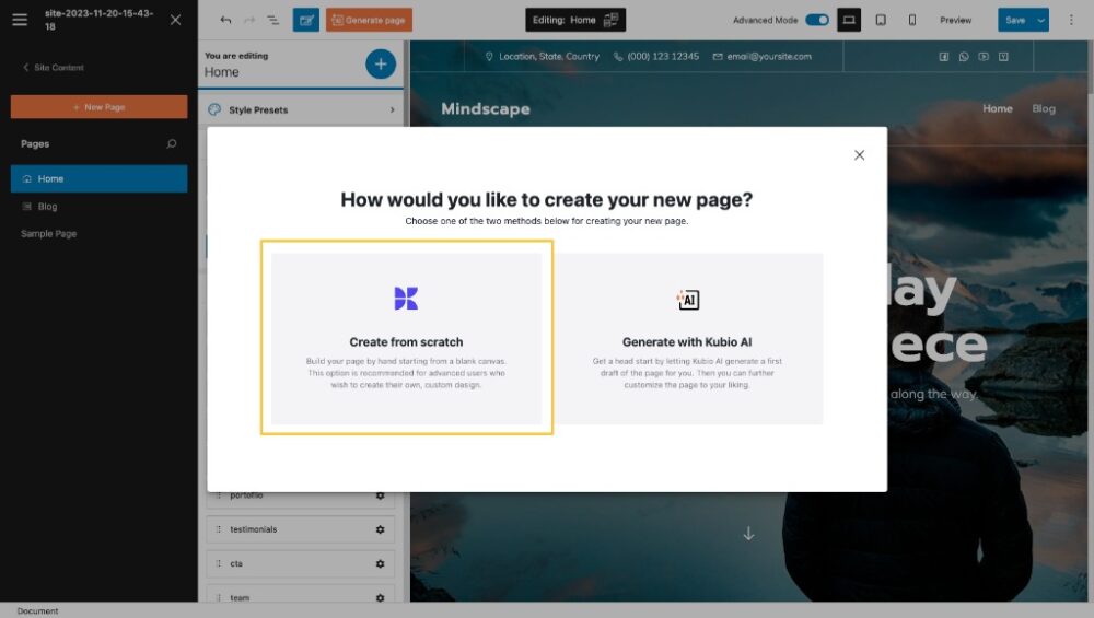How to create, delete or duplicate pages, and navigate between pages and posts | KubioBuilder
