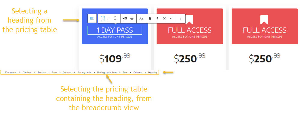 Pricing table block (PRO only) | KubioBuilder