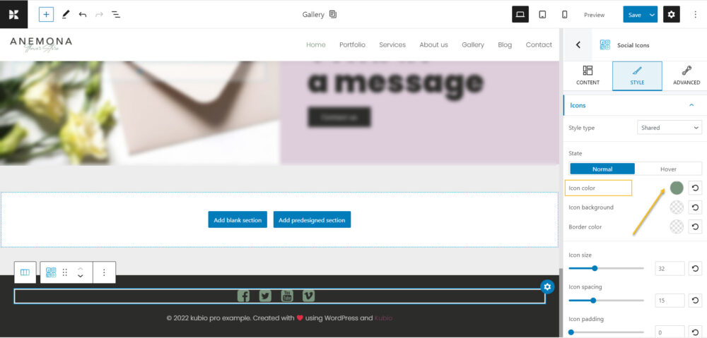 How to create and customize footers in Kubio | KubioBuilder