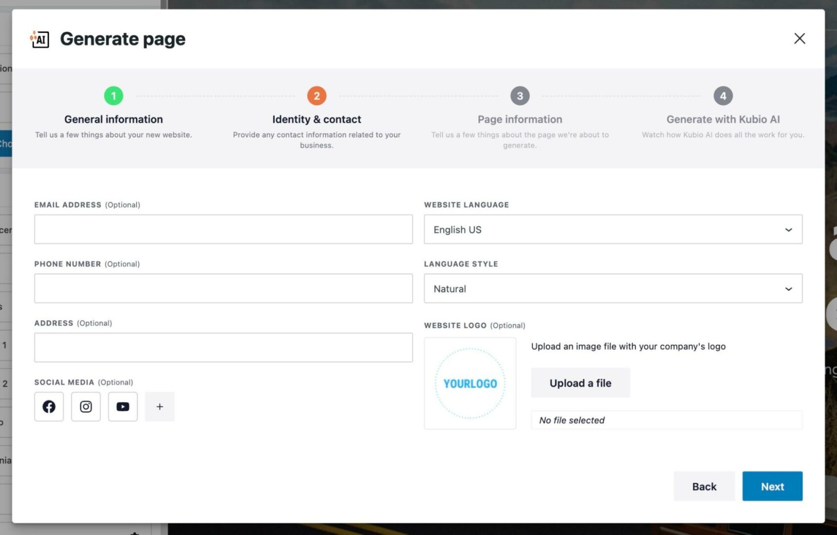 AI Page Generation | KubioBuilder