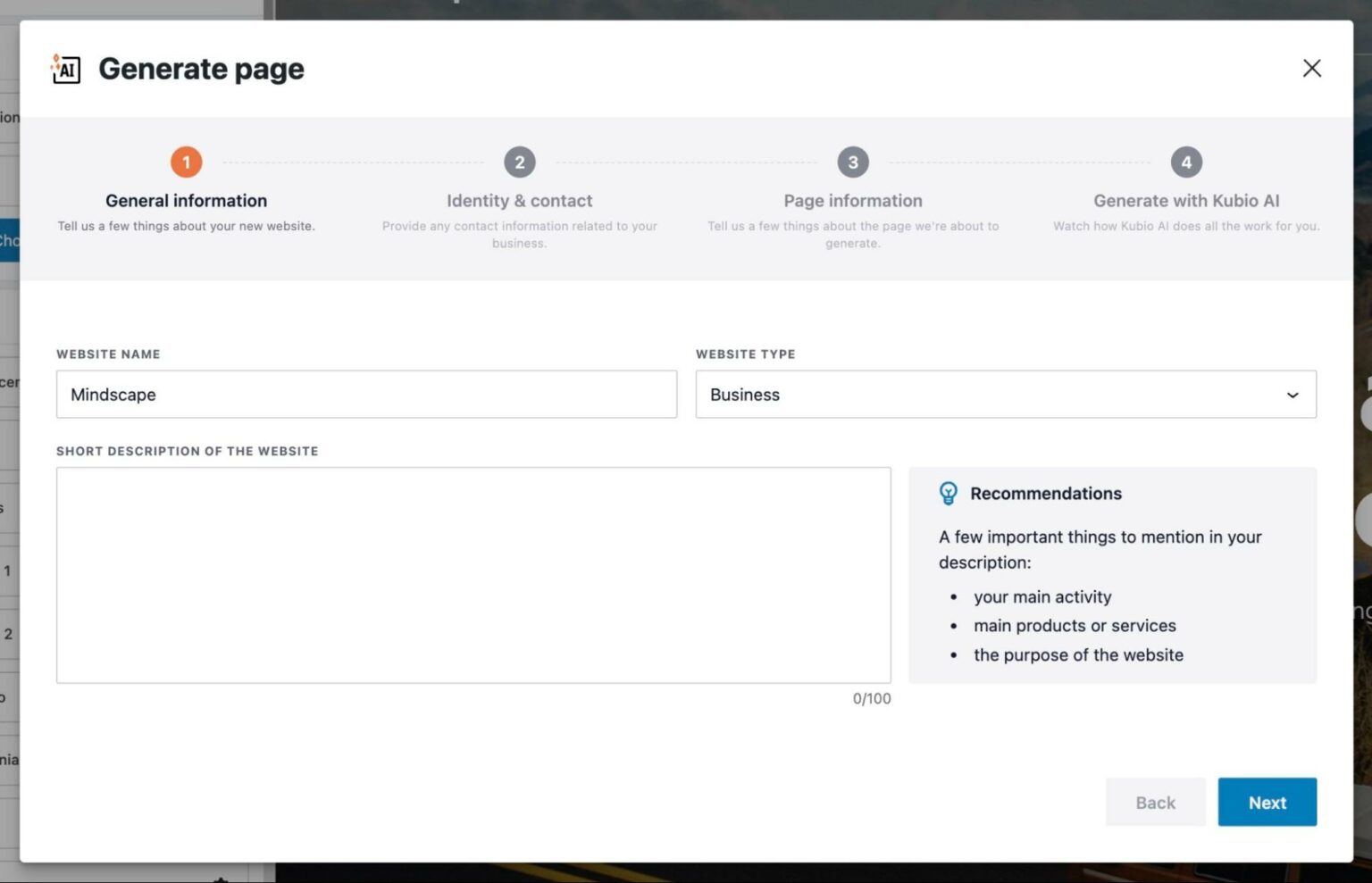 AI Page Generation | KubioBuilder